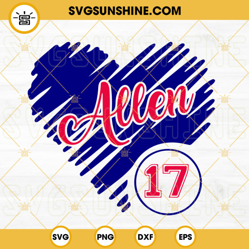 Allen 17 Heart SVG, Josh Allen SVG, Buffalo Bills SVG PNG DXF EPS Files ...
