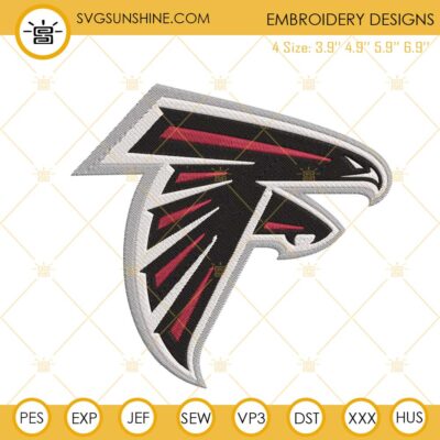 Atlanta Falcons Logo Embroidery Files, NFL Football Team Machine ...