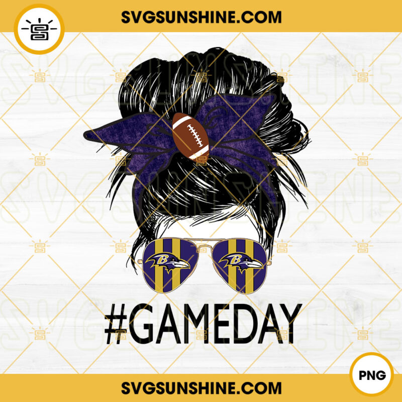 Baltimore Ravens Game Day Messy Bun PNG, Football Mom PNG, Ravens ...