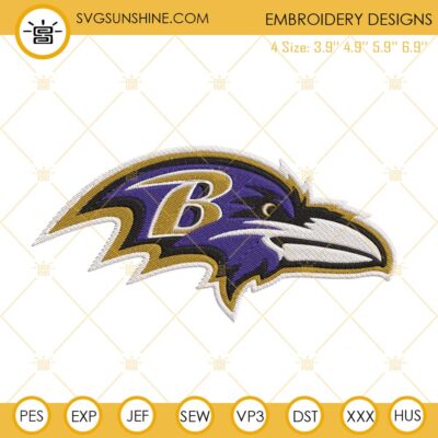 Baltimore Ravens Logo Embroidery Files, NFL Football Team Machine ...