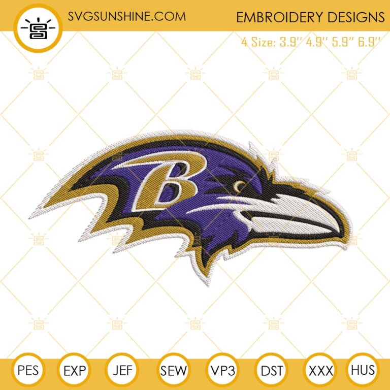 Baltimore Ravens Logo Embroidery Files, NFL Football Team Machine ...