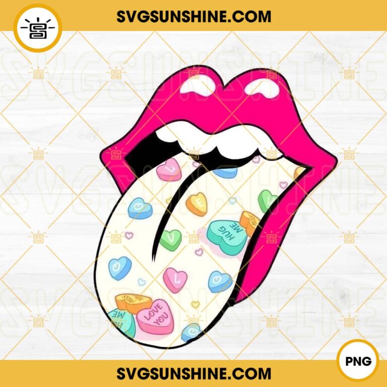Candy Heart Lip PNG, Valentine Tongue PNG, Cute Valentine's Day PNG ...