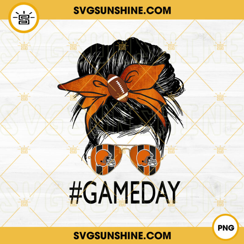 Cleveland Browns Game Day Messy Bun PNG, Football Mom PNG, Browns ...