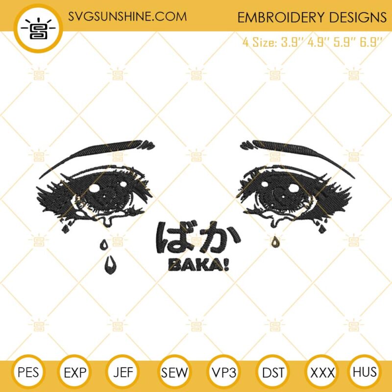 Crying Anime Girl Eyes Embroidery Files Anime Machine Embroidery Designs