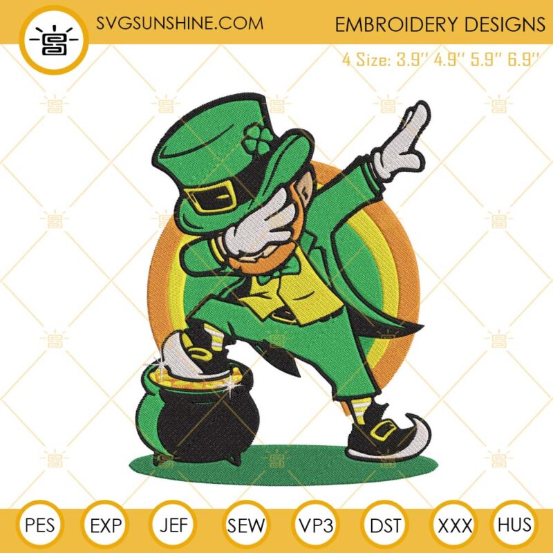 Dabbing Leprechaun Embroidery Files, Funny St Patricks Day Embroidery ...