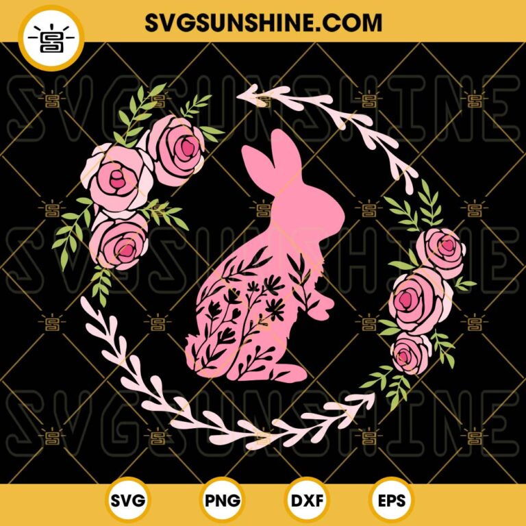 Floral Rabbit SVG, Bunny With Flowers SVG, Cute Bunny SVG, Easter Bunny ...