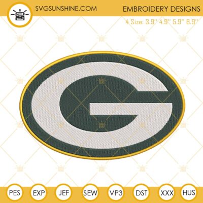 Green Bay Packers Logo Embroidery Files, NFL Football Team Machine ...