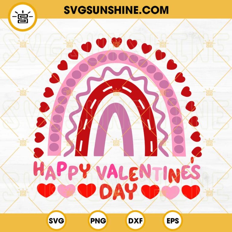 Happy Valentines Day Rainbow SVG, Heart Rainbow SVG, Love SVG ...
