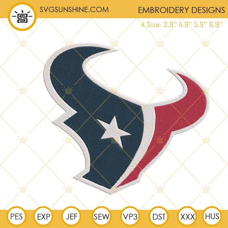 Houston Texans Logo Embroidery Files, NFL Football Team Machine ...