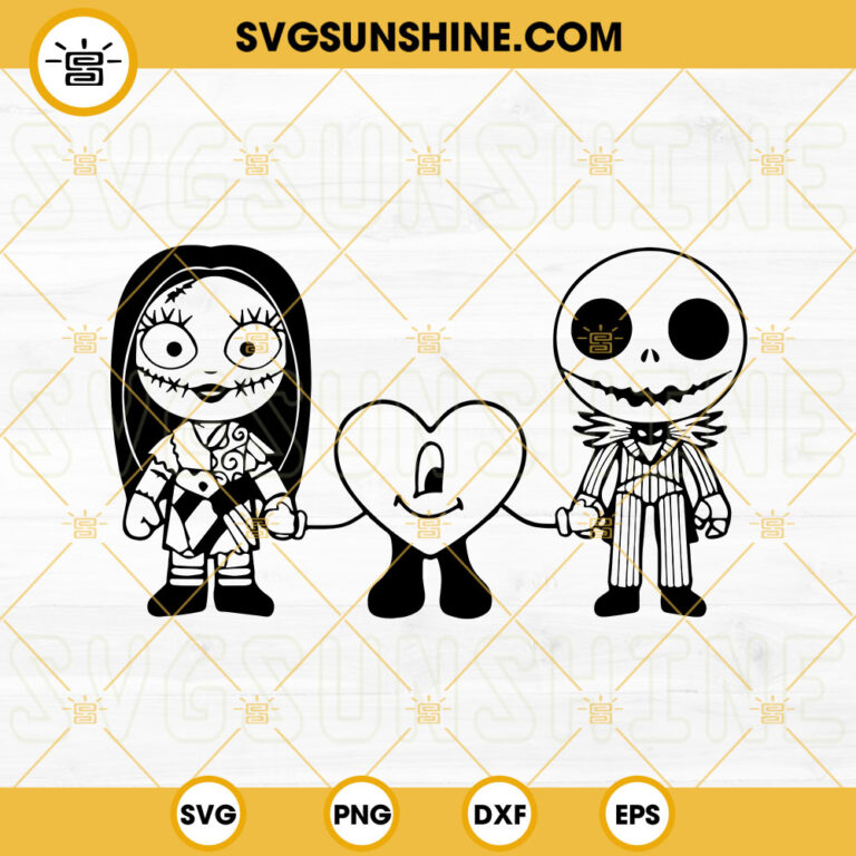 Jack And Sally Bad Bunny Heart SVG, Jack Sally Valentine SVG, San ...