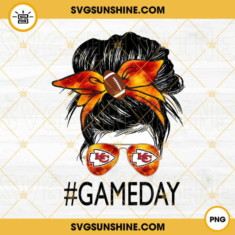 Kansas City Chiefs Game Day Messy Bun PNG, Football Mom PNG, Chiefs ...