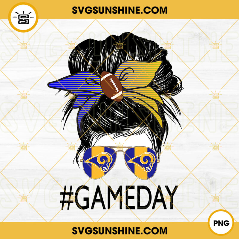 Los Angeles Rams Game Day Messy Bun PNG, Football Mom PNG, Rams ...