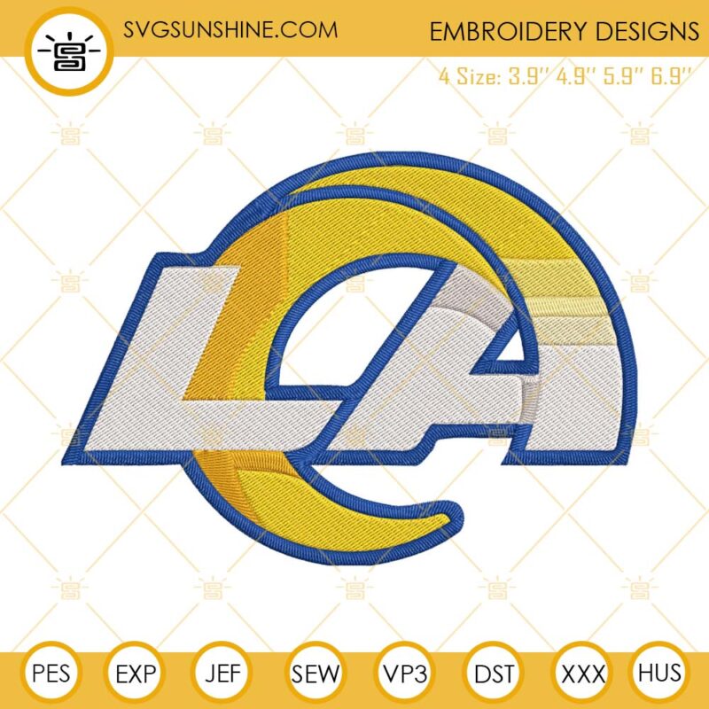 Los Angeles Rams Logo Embroidery Files, NFL Football Team Machine ...
