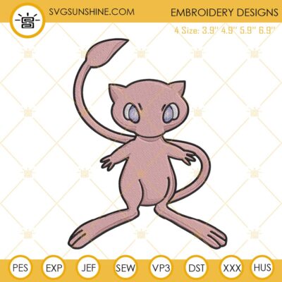 Mew Embroidery Design, Pokemon Embroidery File