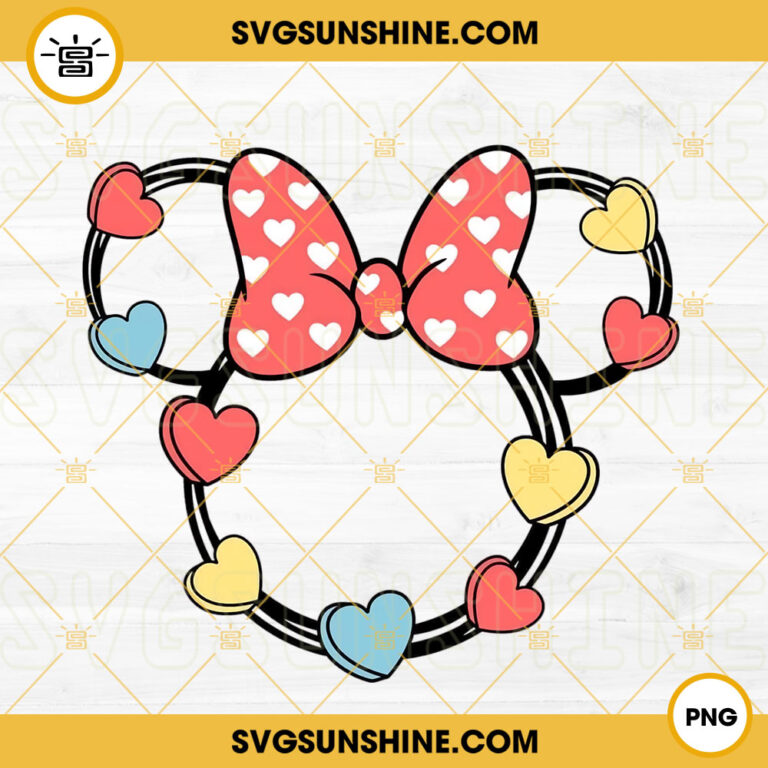 Minnie Mouse Ears Candy Hearts PNG, Conversation Hearts PNG, Minnie ...