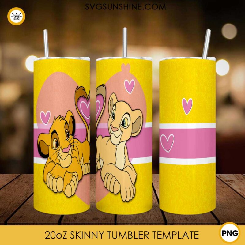 Simba And Nala Valentine 20oz Skinny Tumbler Template PNG, The Lion ...