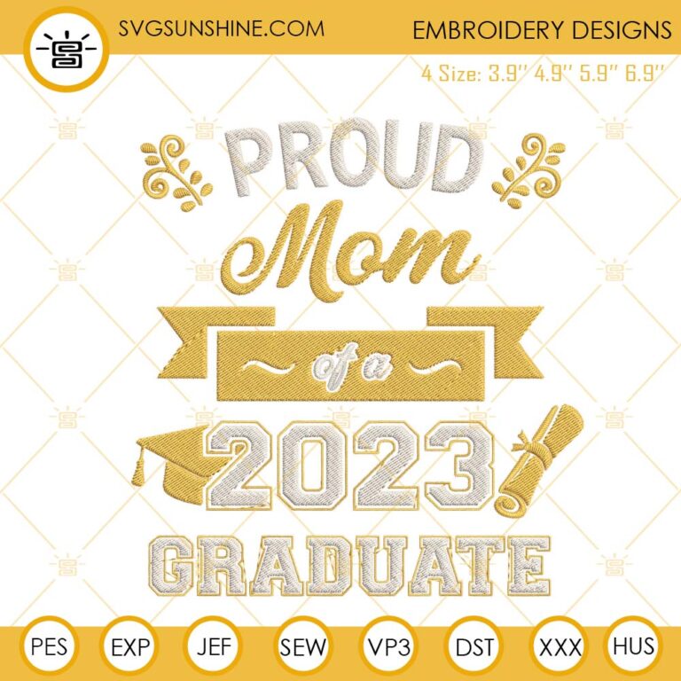 Senior Mom 2023 Graduation Cap Embroidery Design, Class Of 2023 ...