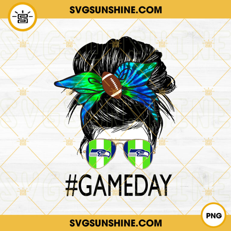 Seattle Seahawks Game Day Messy Bun PNG, Football Mom PNG, Seahawks ...