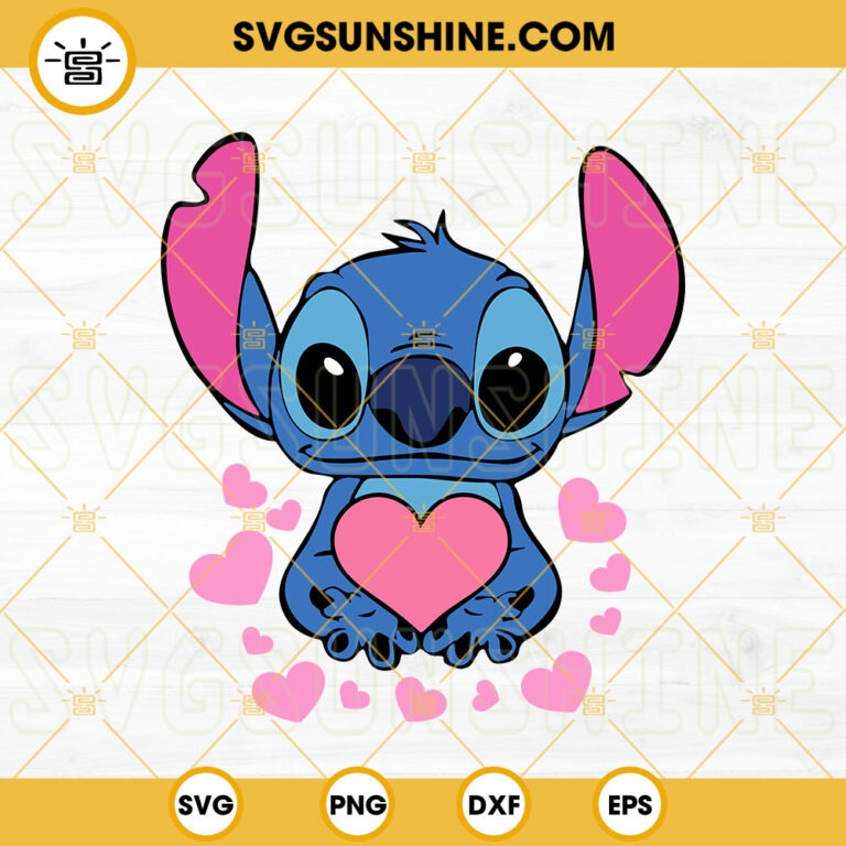Stitch Love SVG, Stitch With Heart SVG, Cute Stitch Valentine SVG PNG ...