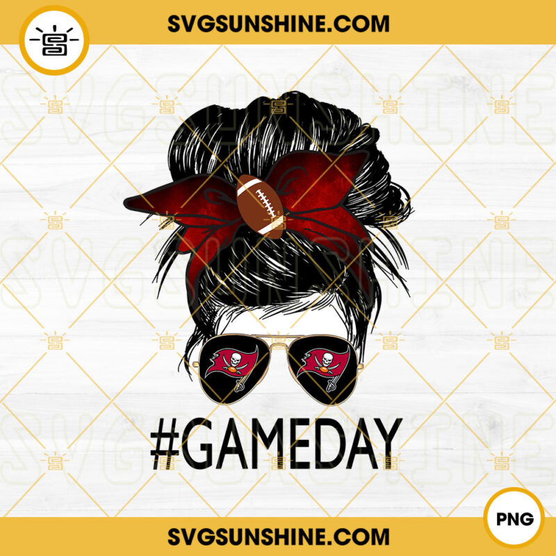 Tampa Bay Buccaneers Game Day Messy Bun PNG, Football Mom PNG ...