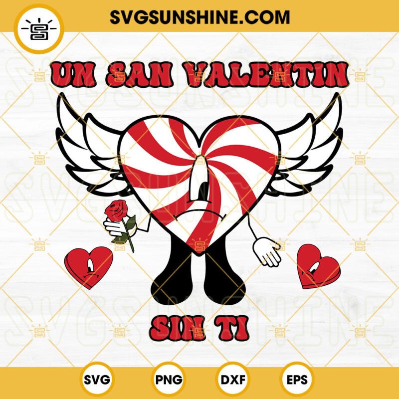 Un San Valentin Sin Ti SVG, Bad Bunny Heart Cupid SVG, Bad Bunny ...