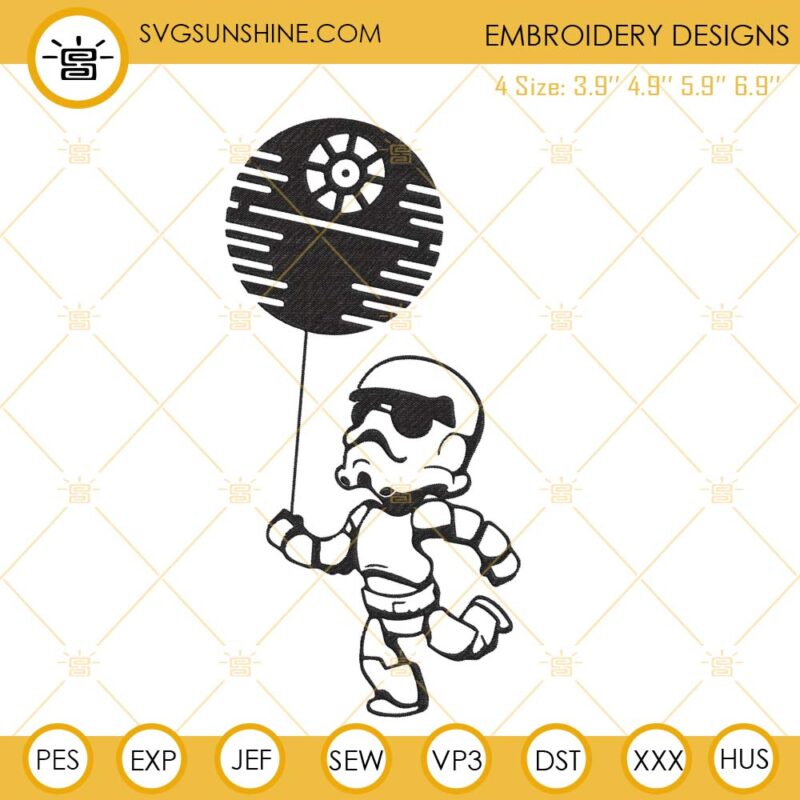 Stormtrooper Death Star Balloon Embroidery Design, Baby Stormtrooper ...