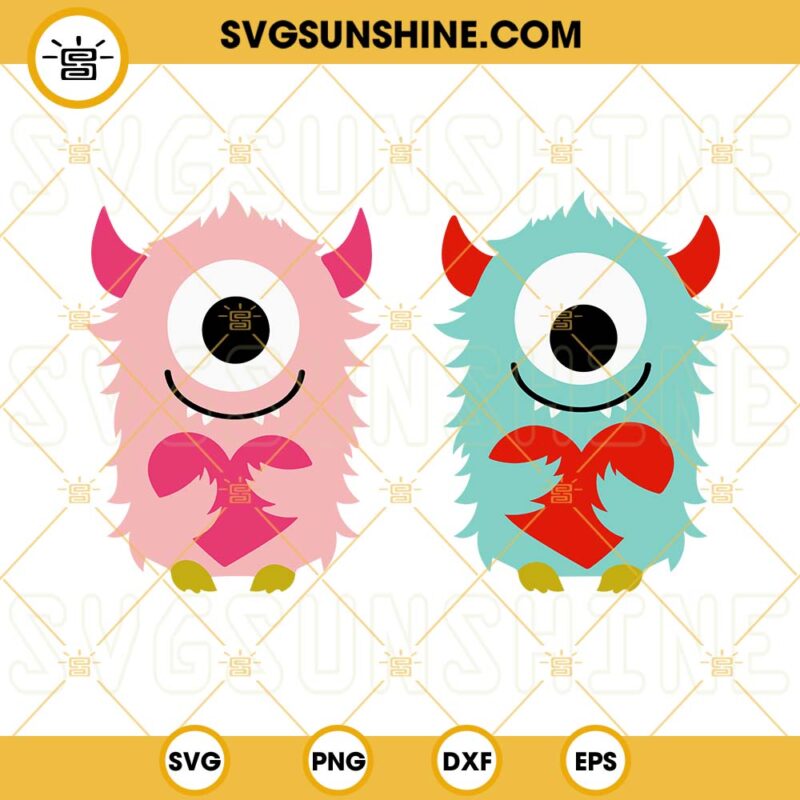 Valentine Monsters SVG Bundle, Love Monster SVG, Valentine's Day SVG ...