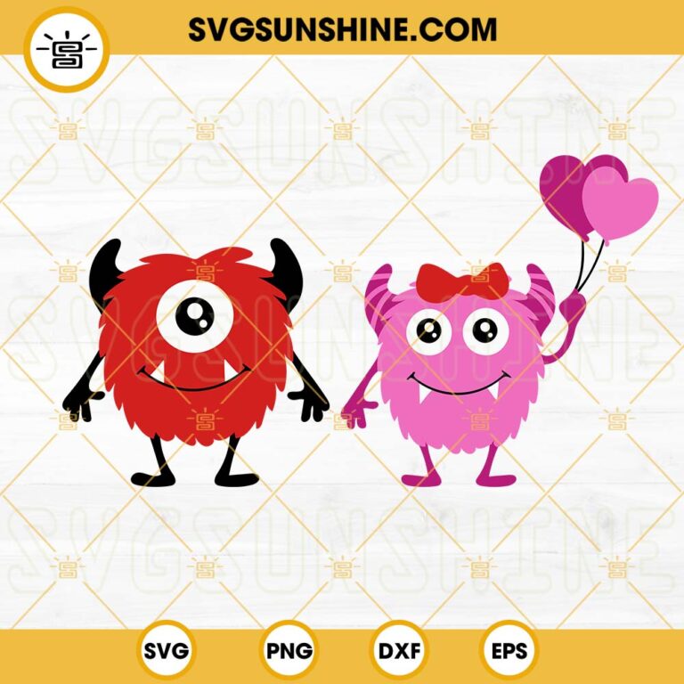 Valentine Monsters SVG Bundle, Love Monster SVG, Valentine's Day SVG ...