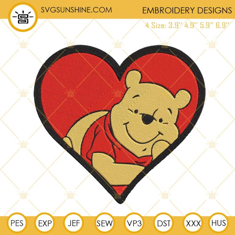 Winnie Pooh Honey Heart Embroidery Designs, Winnie The Pooh Valentine ...