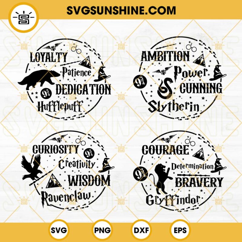 Wizardry Houses SVG Bundle, Hogwarts SVG, Harry Potter SVG PNG DXF EPS ...