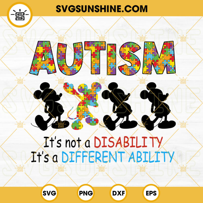 Autism Its Not A Disability Its A Different Ability SVG, Puzzle Pieces ...