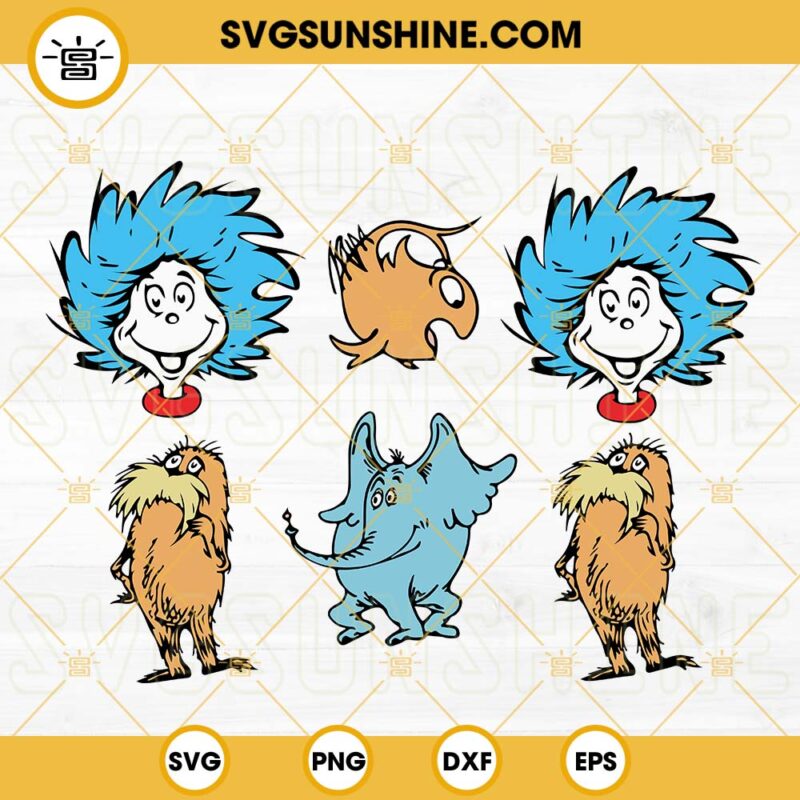 Dr Seuss Doodles SVG, Read Across America Day SVG, Lorax SVG, Horton ...