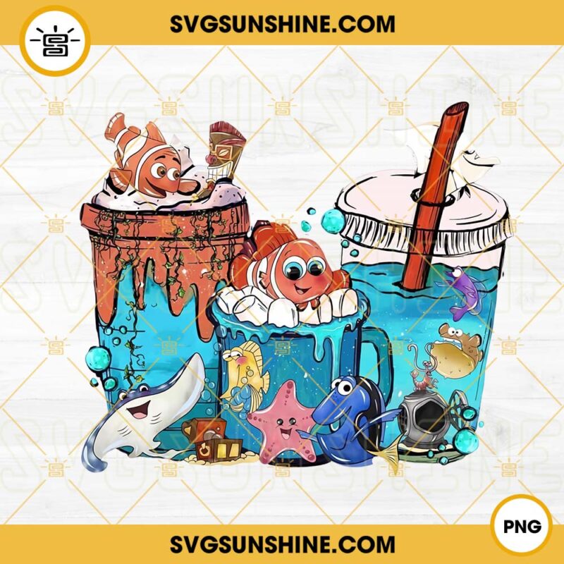Finding Nemo Coffee Cups PNG, Dory PNG, Disney Cartoon PNG Sublimation File