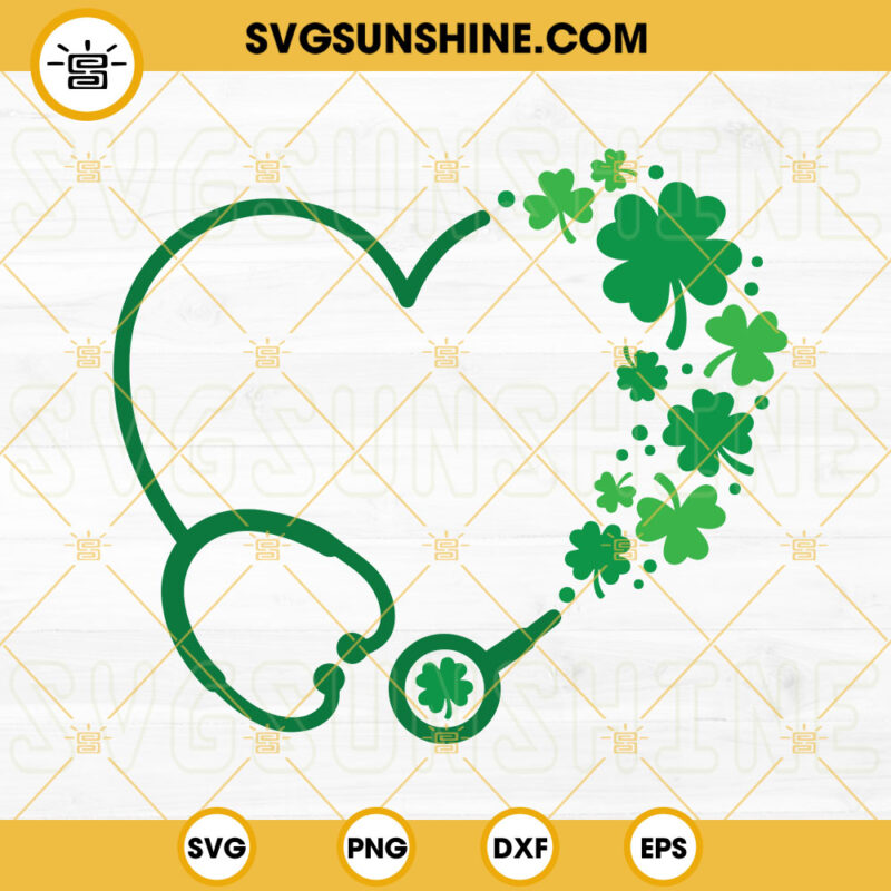 Heart Stethoscope Shamrock SVG, Shamrock Clover SVG, St Patrick's Day ...