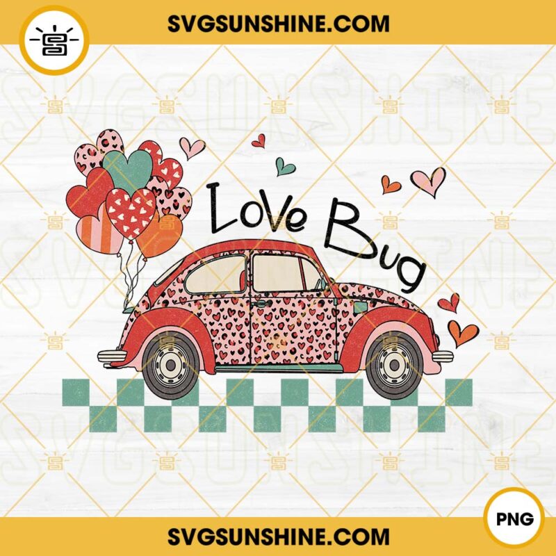 Love Bug PNG, Valentine Car PNG, Retro Valentine's Day PNG Sublimation ...