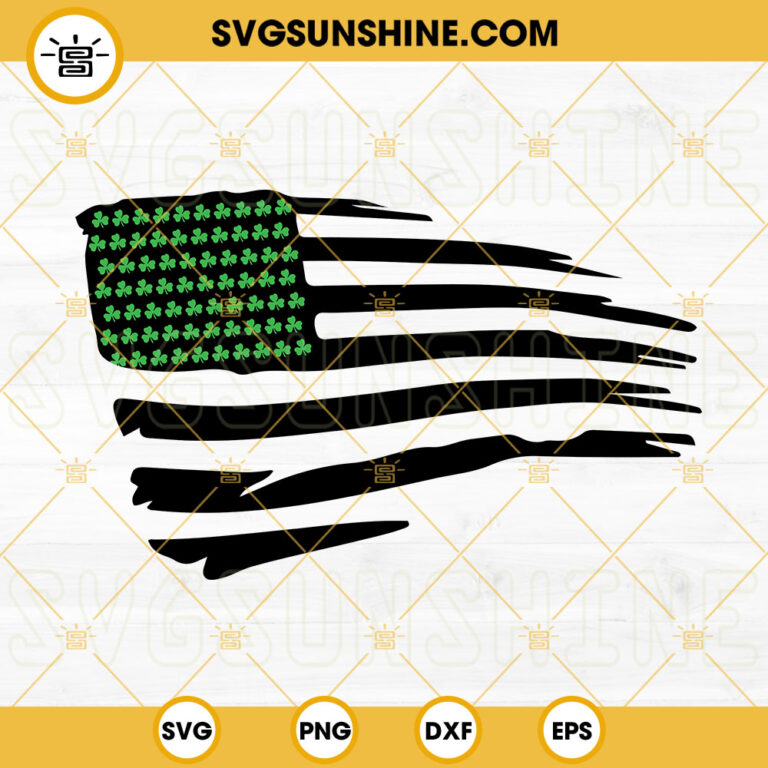 Lucky Clover American Flag SVG, American Irish SVG, Shamrock US Flag ...