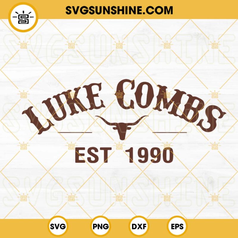 Luke Combs EST 1990 SVG, Western Bull Skull SVG, Country Music SVG PNG ...