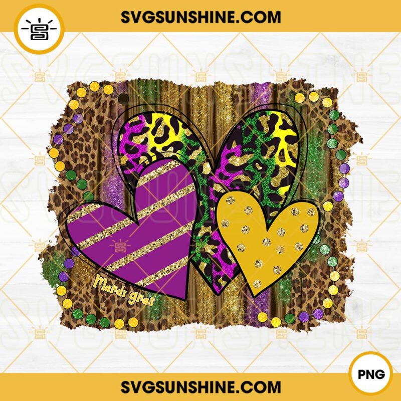 Mardi Gras Heart PNG, Leopard Print PNG, Fat Tuesday PNG, New Orleans ...