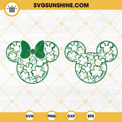 Mickey Minnie Mouse Head Shamrock SVG, Four Leaf Clover SVG, Disney St ...