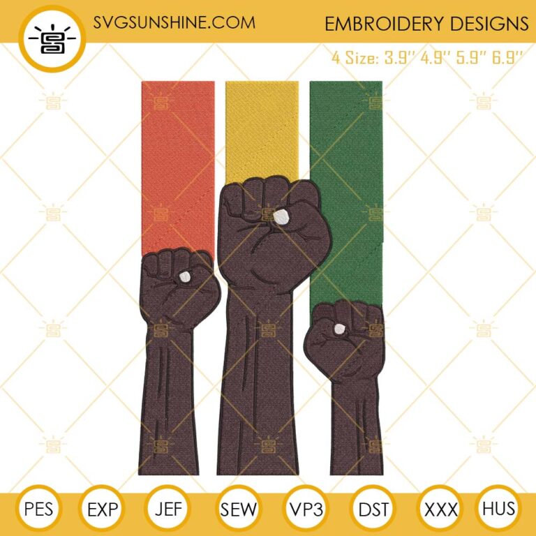 Three Hands Black Power Fist Africa Embroidery Files, Black History ...