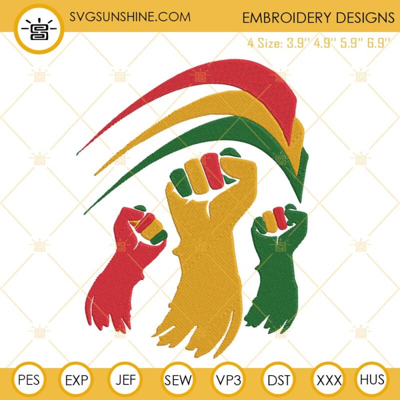 Africa Black Power Fist Embroidery File, Black History Embroidery Design