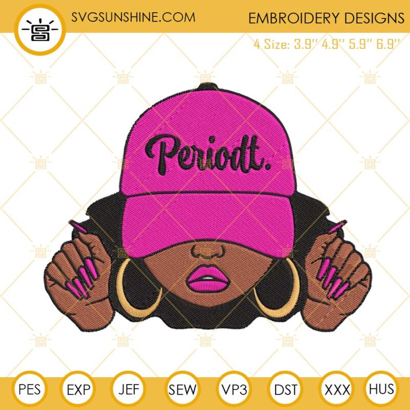 Periodt Afro Girl Cap Embroidery Designs, African American Woman ...