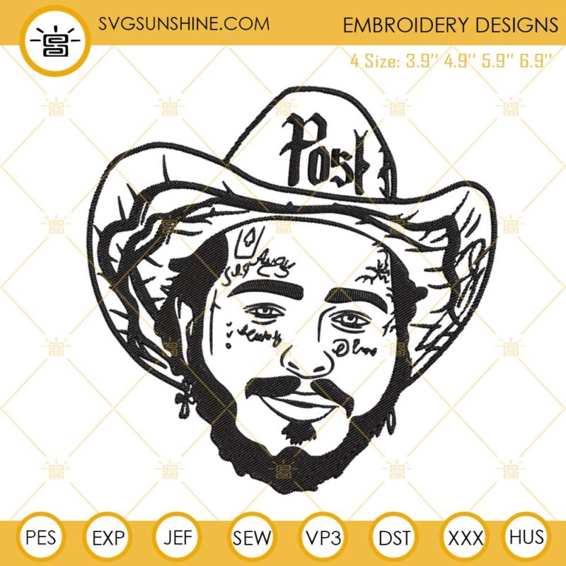 Post Malone Embroidery Designs, Rapper Embroidery Files