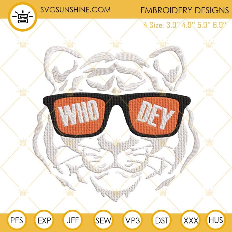 Who Dey Tiger Bengals Embroidery Design Files