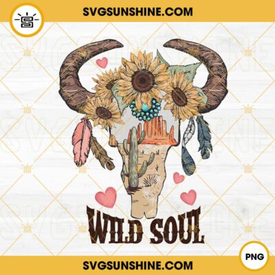 Wild Soul PNG, Western Boho PNG, Bull Skull PNG, Cowgirl PNG Digital ...