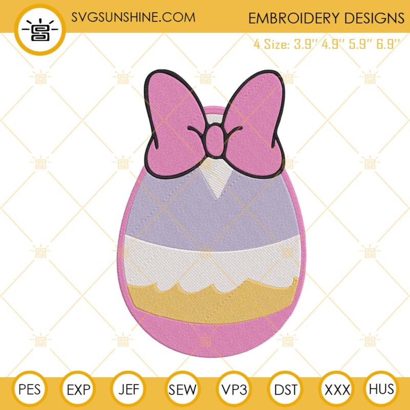 Daisy Duck Easter Egg Embroidery File, Disney Easter Kids Embroidery Design