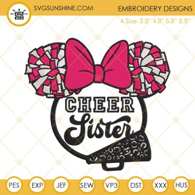 Minnie Cheer Sister Embroidery Designs, Disney Cheerleader Sister ...