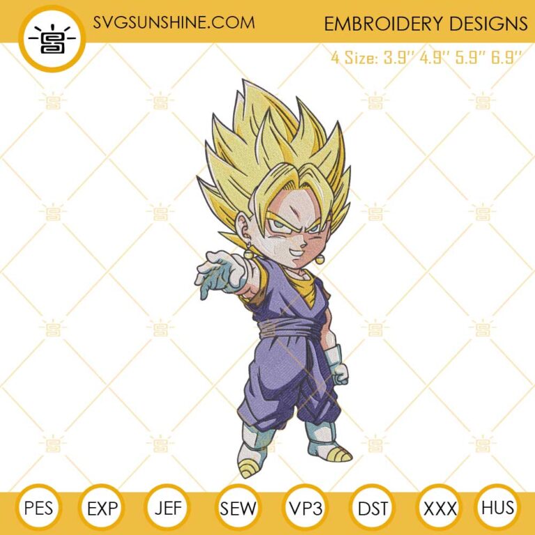 Vegito Embroidery Design, Dragon Ball Super Saiyan Embroidery File