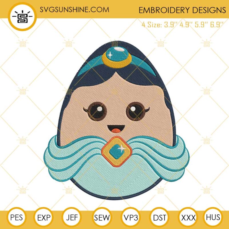 Princess Jasmine Easter Egg Embroidery Design, Happy Easter Disney Girl ...