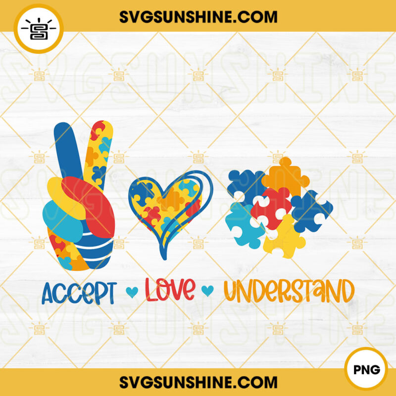 Accept Love Understand PNG, Puzzle Pieces Heart PNG, Autism Awareness ...